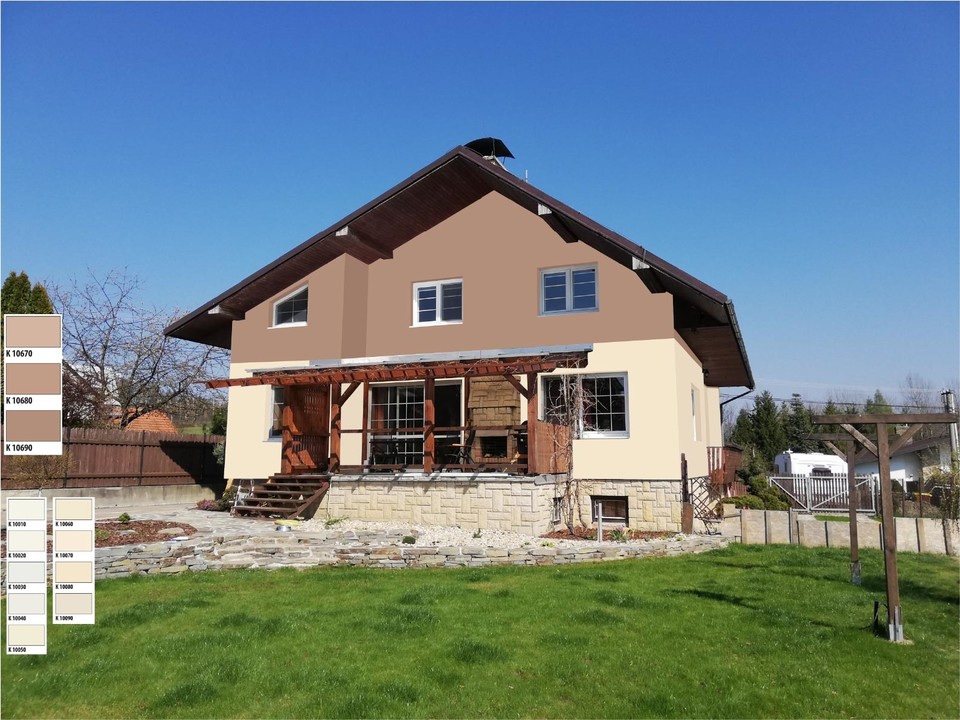 Grafický návrh fasády rodinného domu, kombinace hnědých odstínů | ZOFI ...